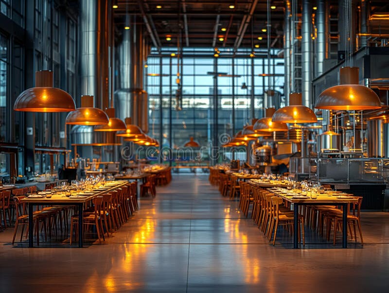 Dining Room in the Factory, Large Dining Room in a Modern Production ...