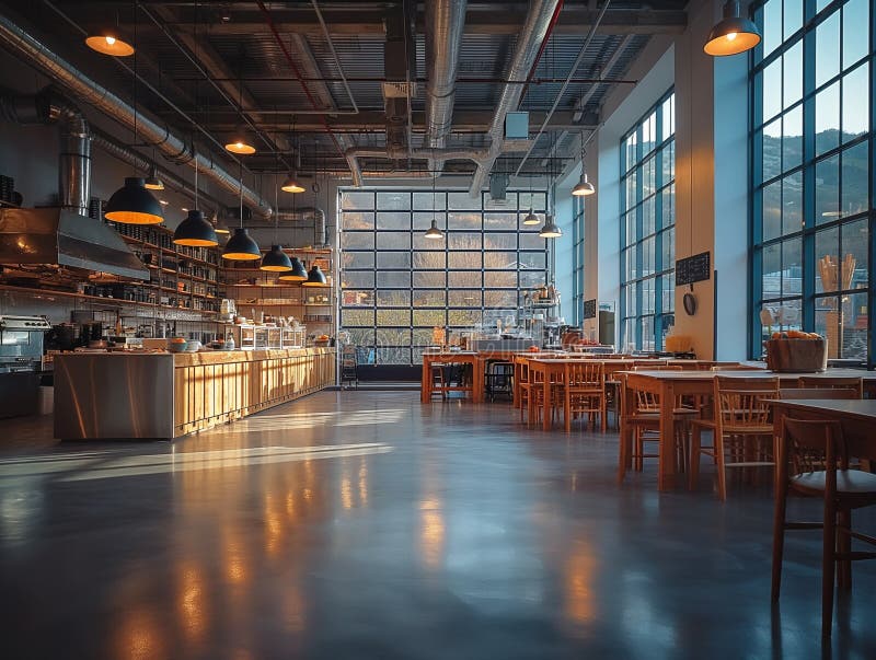 Dining Room in the Factory, Large Dining Room in a Modern Production ...