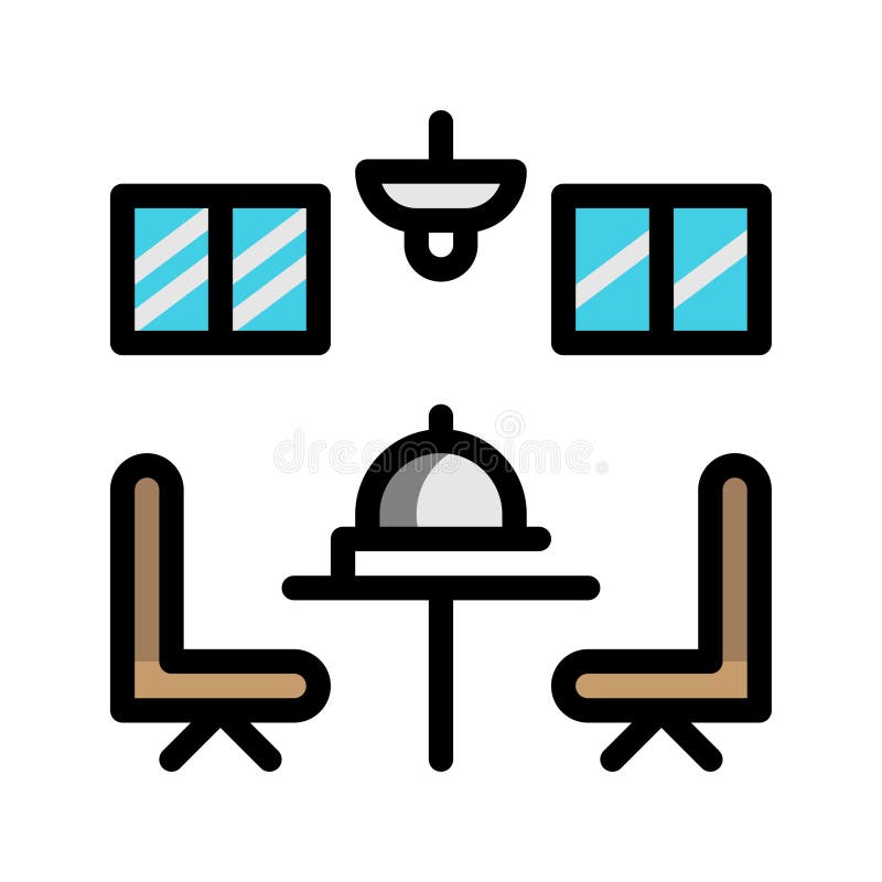 Dining Room Flat Icon. Editable Hotel or House Interior Symbol. Vector ...
