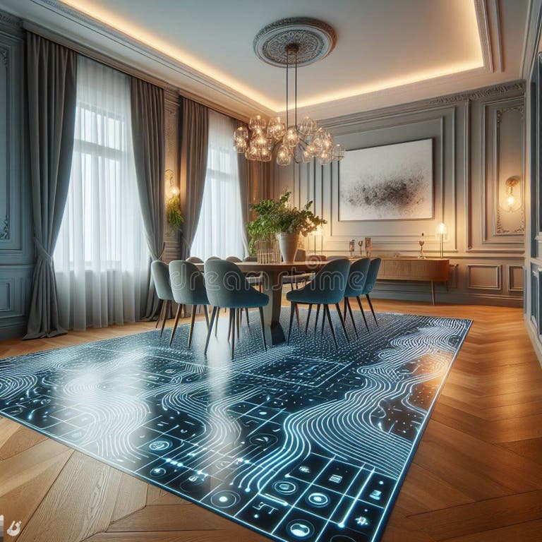 Smart Futuristic Dining Room Floor with Programmable LED Tiles that ...