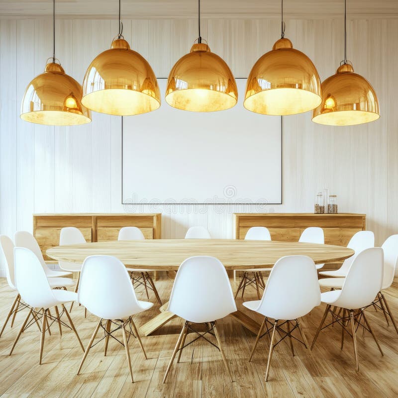 The Dining Room Has a Minimalist Aesthetic with a Wooden Table, Chairs ...