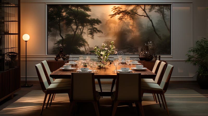 Dining Room with an Intellectual Table, a Projection of the Image and ...