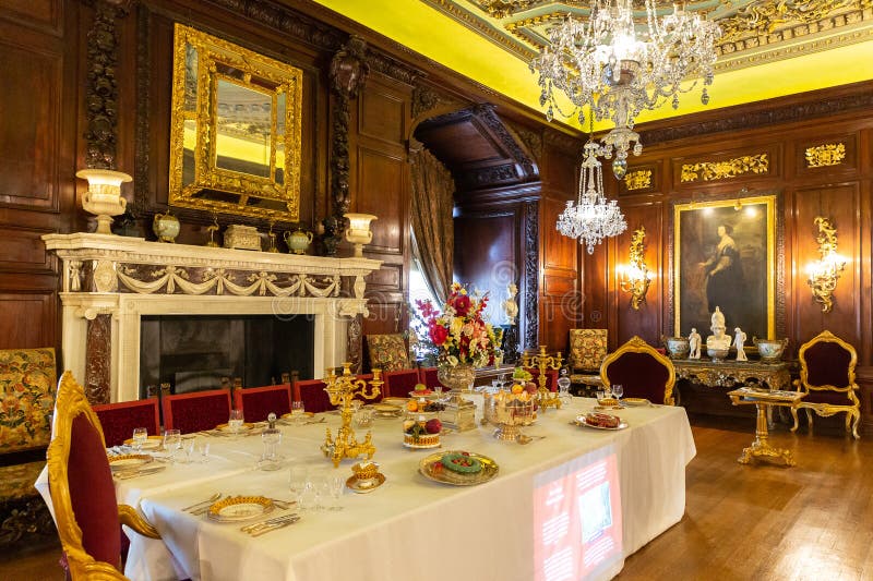 Dining Room and Interior of Warwick Castle, UK Editorial Photo - Image ...