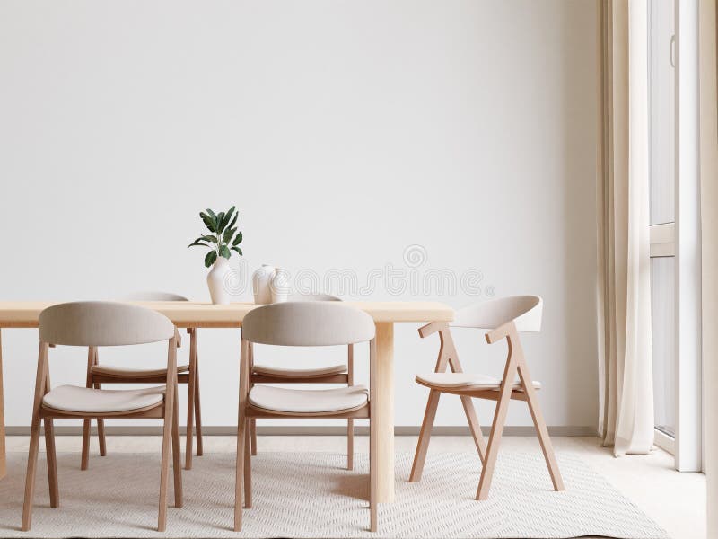 Dining Room and Big White Room, Copy Space on White Background, Front ...