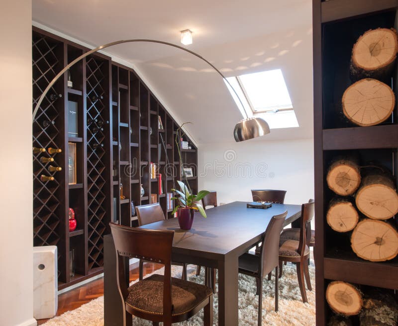 Dining Room in Loft Apartment Stock Image - Image of flat, modern: 62253933