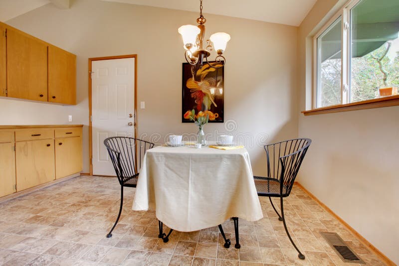 Dining Room with Metal Kitchen Table Set Stock Photo - Image of inside ...