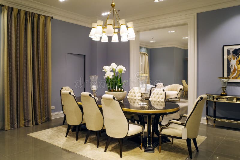 Dining Room of Modern Building Architecture Stock Image - Image of ...