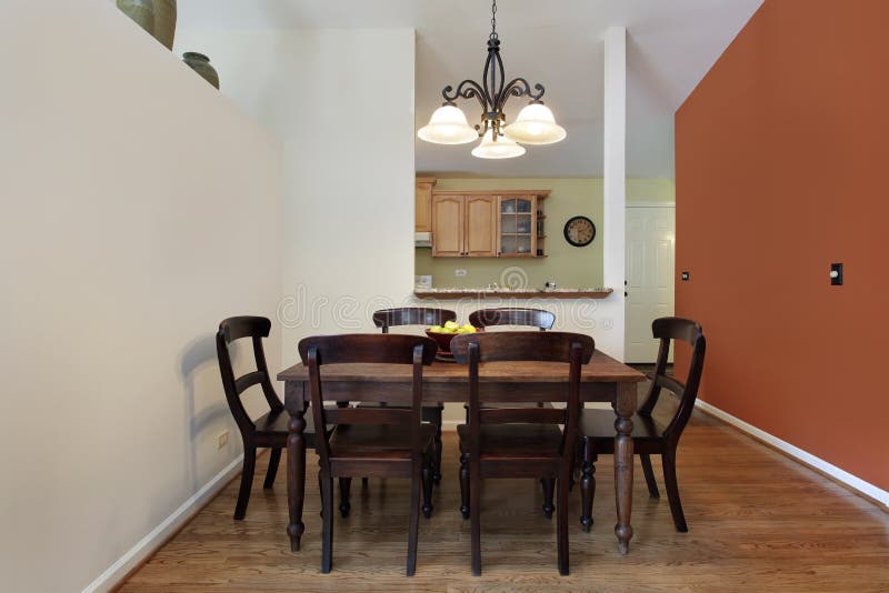 Dining Room With Cherry Wood Flooring Stock Photo - Image of fixtures ...