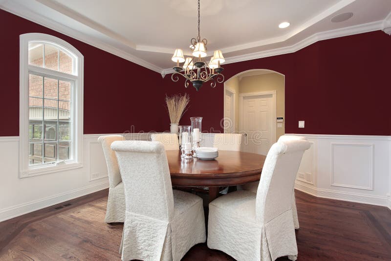 Dining Room With Cherry Wood Flooring Stock Photo - Image of fixtures ...