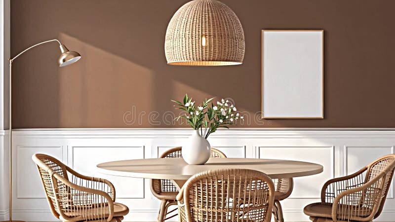 The Dining Room Showcases a Harmonious Blend of Textures and Materials ...