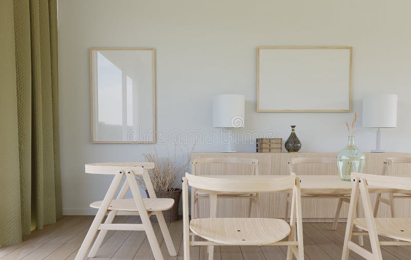 The Dining Room is Simple and Clean.3d Rendering Stock Illustration ...