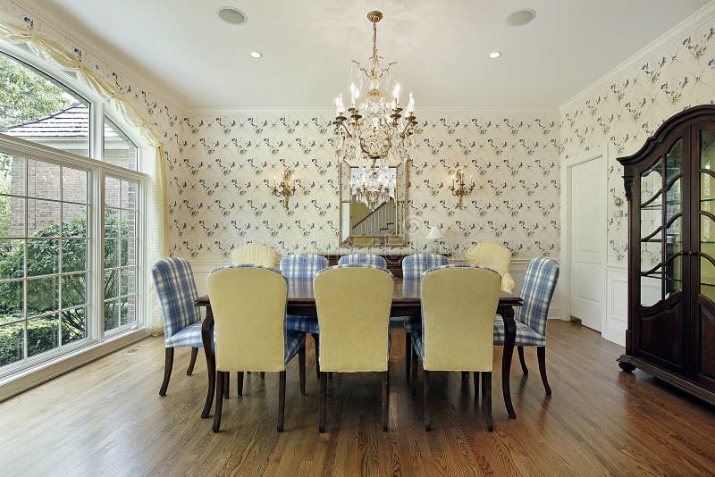 Dining Room in Suburban Home Stock Image - Image of residence, living ...