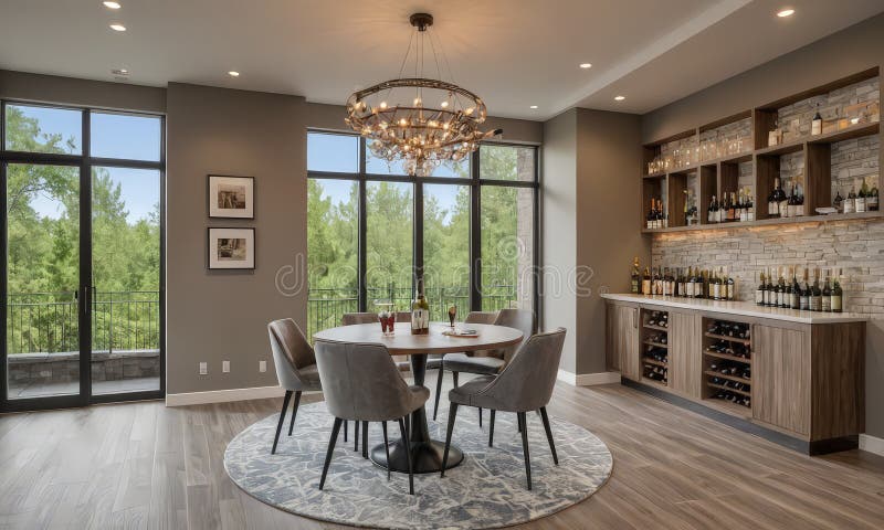 Dining Room with Table and Chairs Stock Illustration - Illustration of ...