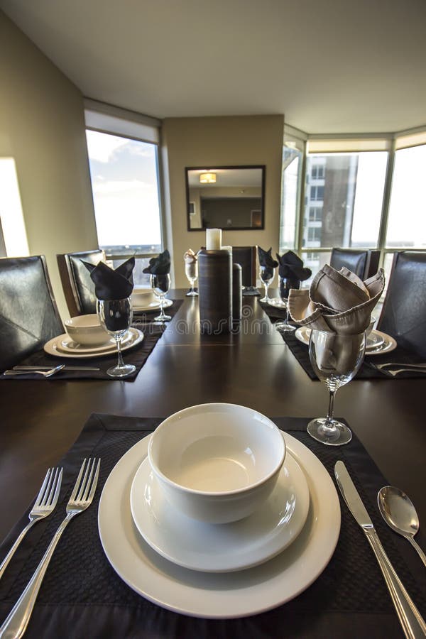 Dining Room Table stock photo. Image of silk, contemporary - 91144432