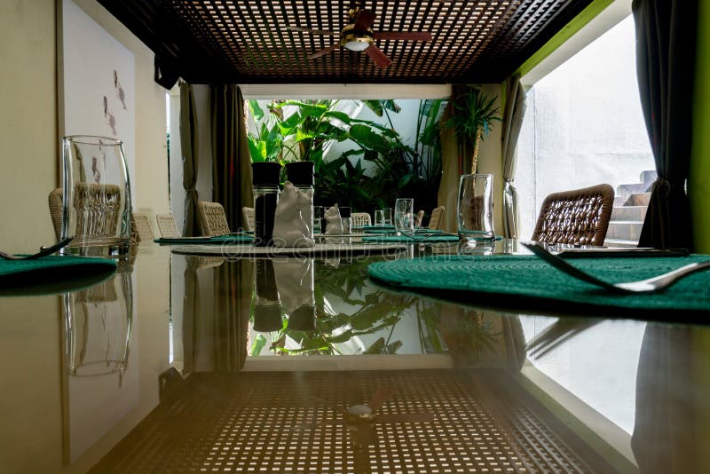 Dining room and table set stock image. Image of architecture - 124004787