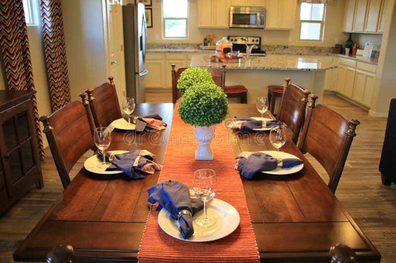 Dining Room Table Setting stock photo. Image of cabinets - 69696664