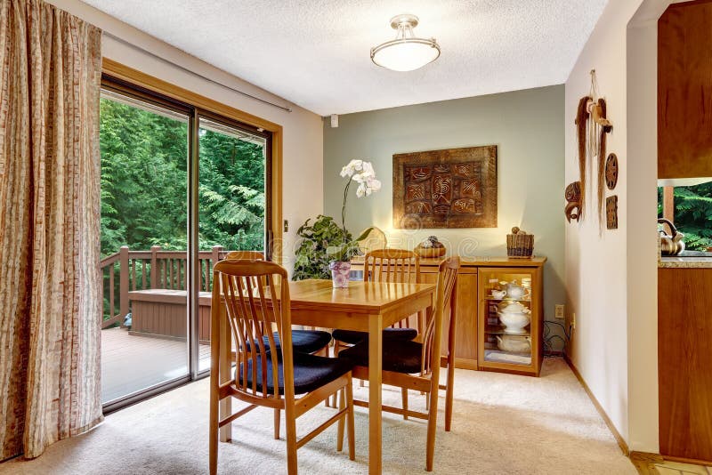 Dining Room with Walkout Deck Stock Image - Image of style, inside ...