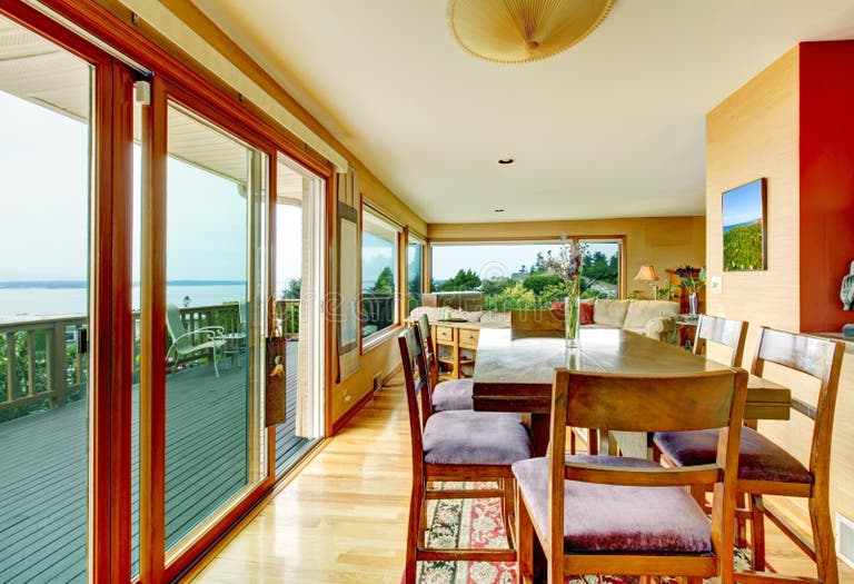 Dining Room with Walkout Deck Stock Image - Image of apartment ...
