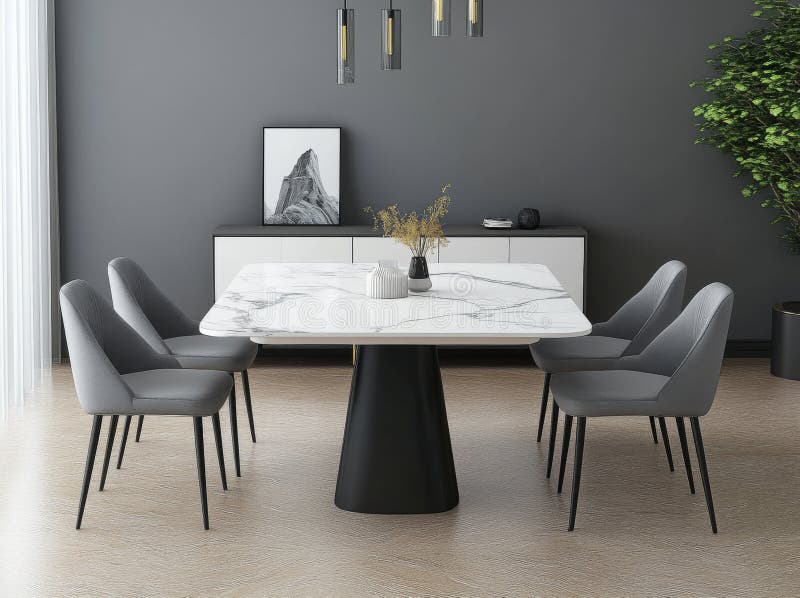 The Dining Room, Which is Neat and Orderly, Contains a Table and a Side ...