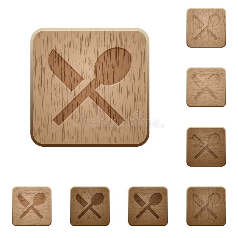Dining wooden buttons stock vector. Illustration of dinner - 194728728