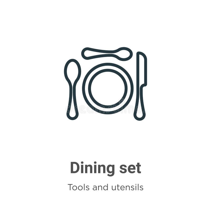 Dining Set Outline Vector Icon. Thin Line Black Dining Set Icon, Flat ...