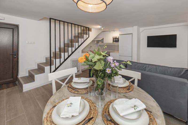 Solid Wood Traditional Oval Dining Table Six Chairs Stock Photos - Free ...