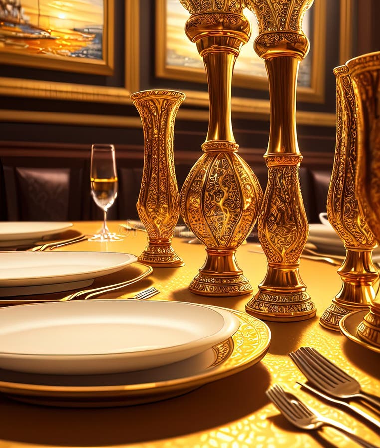 Dining Sets Commercial Business. Generative AI. Stock Illustration ...