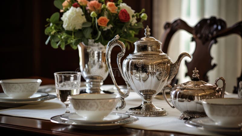 Dining silver pitcher stock illustration. Illustration of ...