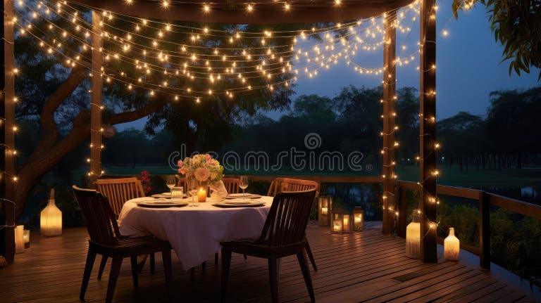 Dining string lights frame stock illustration. Illustration of stars - 328748808