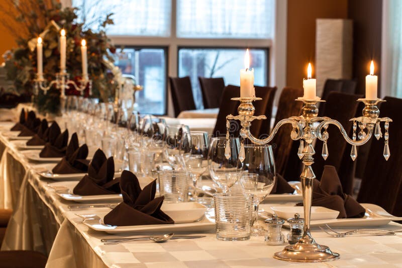 Celebratory Tables In The Banquet Hall Stock Image - Image of fancy ...