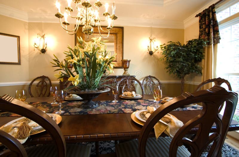 Mansion Home Dining Room Table Stock Image - Image of estate ...
