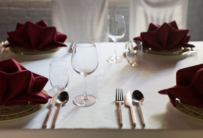 Dining table arrangement stock photo. Image of dish, interior - 61730396