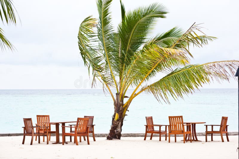 Dining Table at the Outdoor Beach Restaurant Stock Image - Image of ...