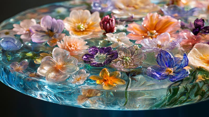 A Dining Table Centerpiece Made from Translucent Resin Embedded with ...