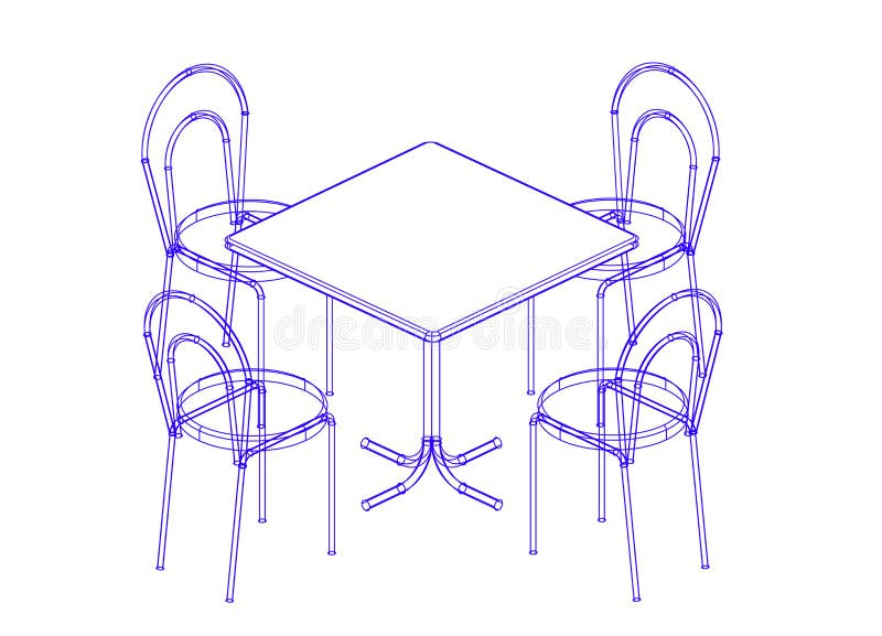 Dining table and chairs stock illustration. Illustration of table ...