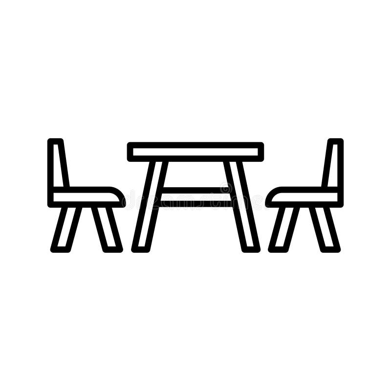 Dining Table and Chairs Icon. Terrace Cafe Symbol Stock Vector ...