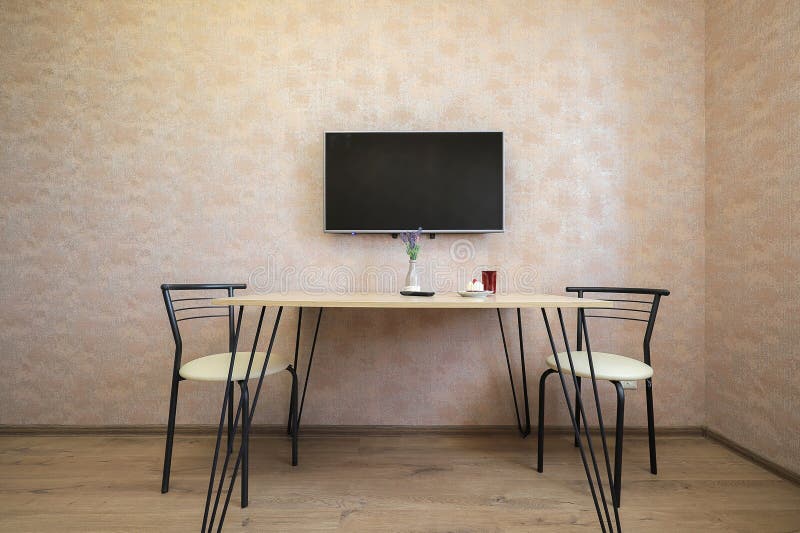 Dining Table with Chairs in the Kitchen Interior Stock Photo - Image of ...