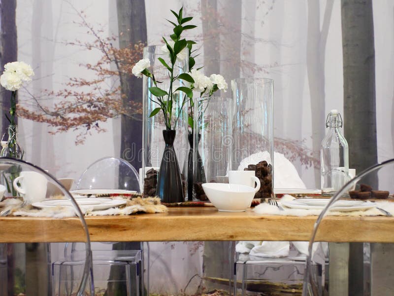 Dining table stock photo. Image of flower, table, close - 47256226