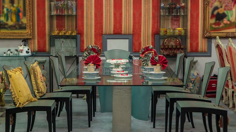 Dining Table and Comfortable Chairs in Modern Home with Elegant Table ...