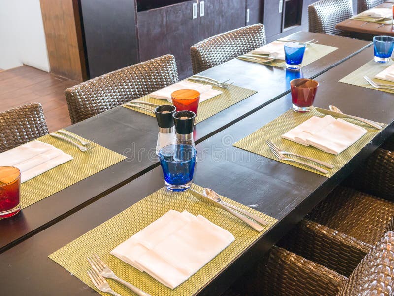 Dining Table for Customers Coming To the Hotel. Stock Image - Image of ...