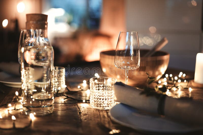 Dining Table Decorated for an Elegant Evening Dinner Party Stock Image ...