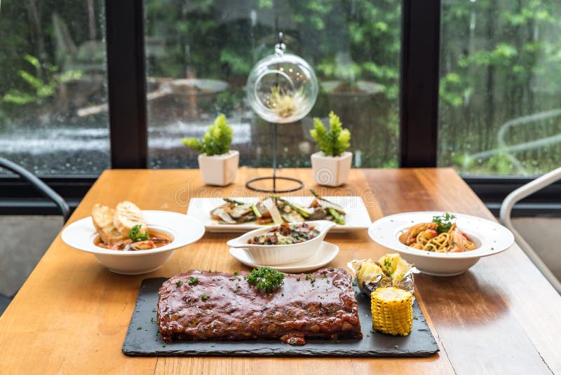 Dining table stock photo. Image of concepts, salad, together - 138753562