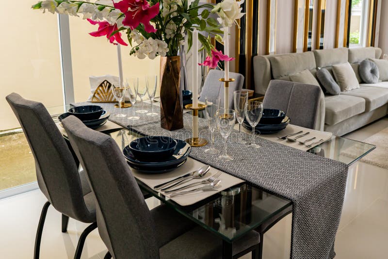 Dining Table for Eating Dinner Stock Image - Image of classy, meal ...