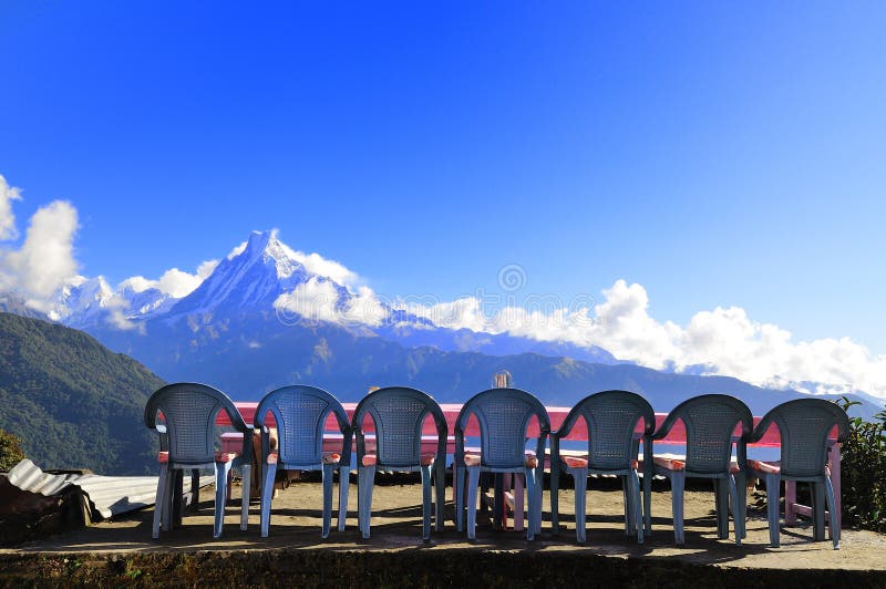 Dining Table and Fish Tail Mountain Stock Photo - Image of tail ...