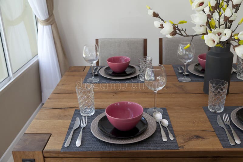 Dining table at home stock image. Image of kitchen, dining - 95100419