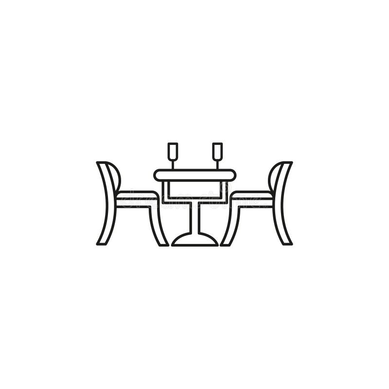 Dining Table Icon Flat Line Symbol Set Stock Illustration ...
