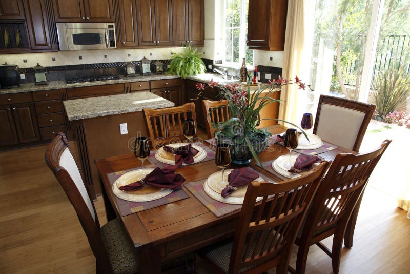 Dining table and kitchen. stock image. Image of breakfast - 8592181