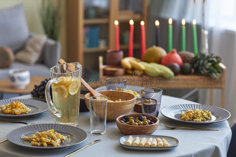 Dining Table with Meal for Kwanzaa Holiday Stock Photo - Image of ...