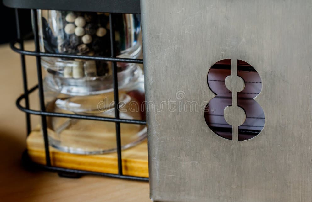 Dining Table Number Eight in the Restaurant. Stock Photo - Image of ...