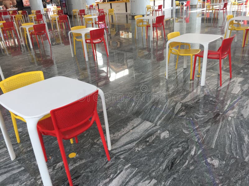 Dining table at restaurant stock image. Image of court - 221738455